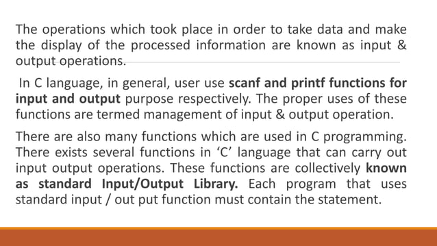 Managing Input And Output Operations In C Mrs Sowmya Jyothi Pdf