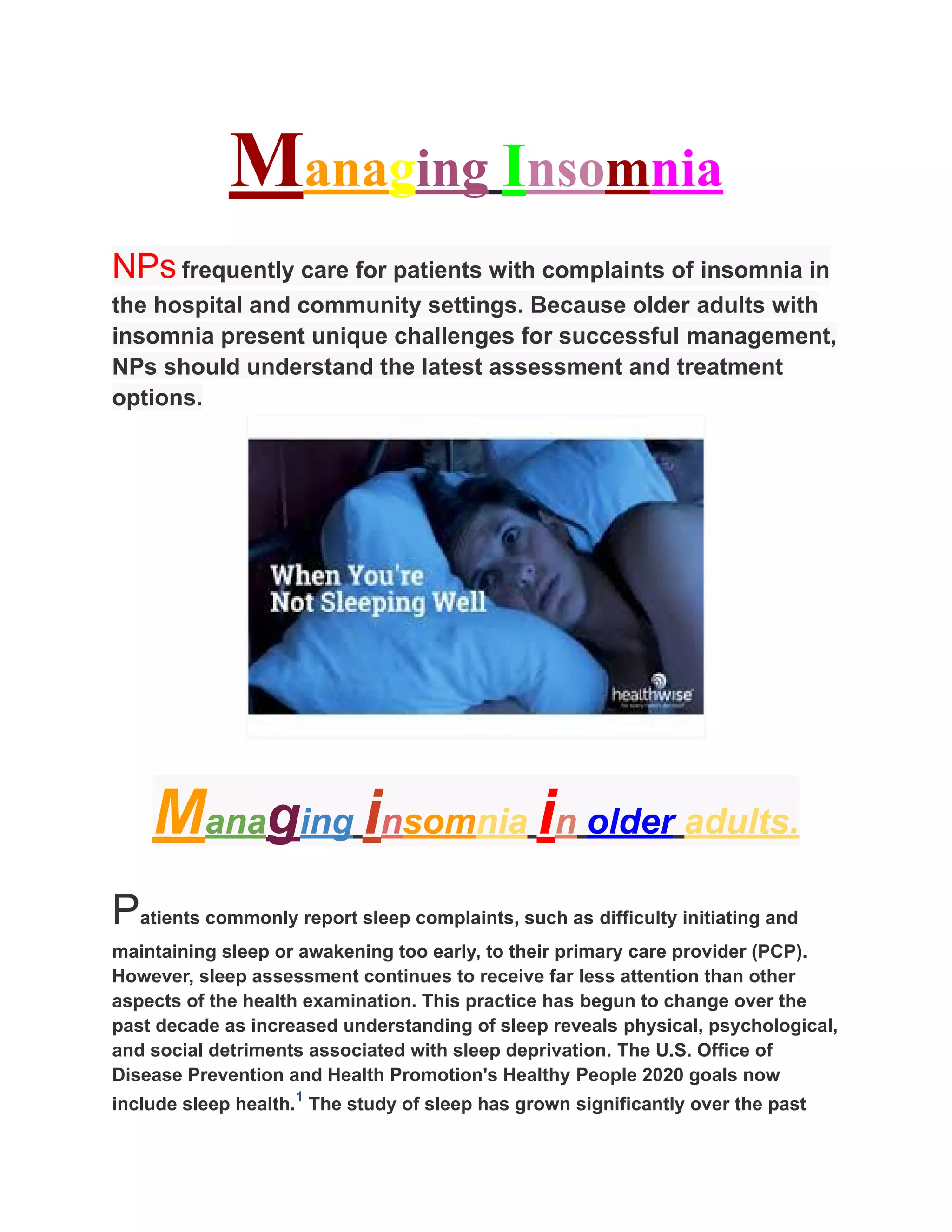 Managing insomnia | PDF