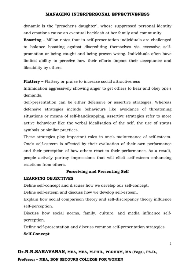 Managing interpersonal effectiveness | PDF | Family and Relationships