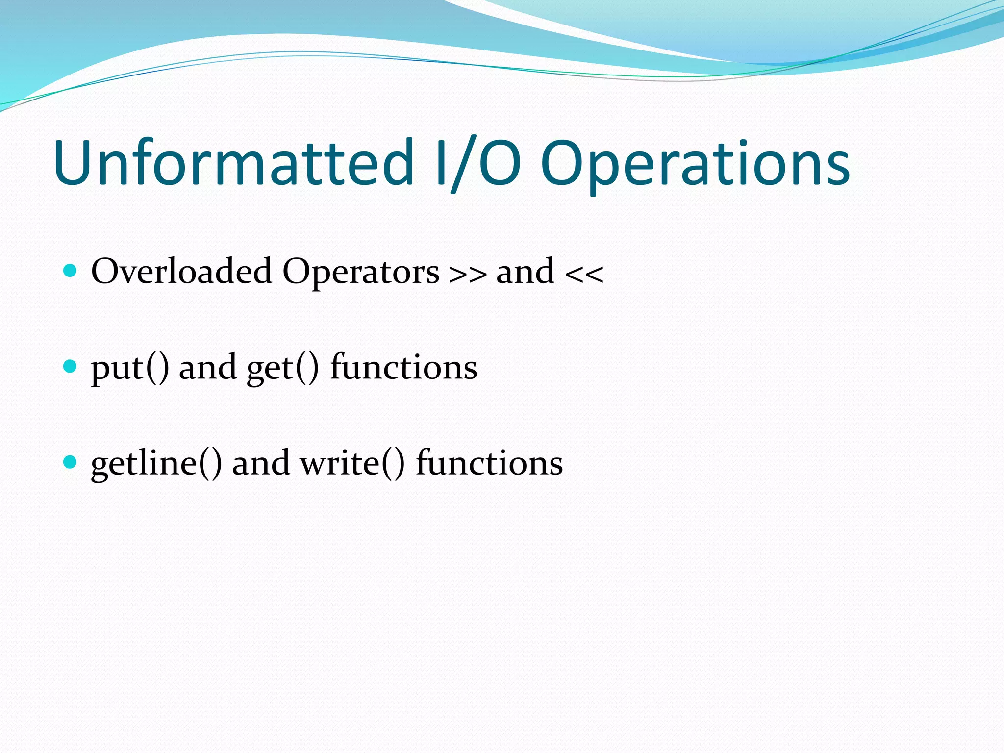 Managing I/O in c++ | PDF