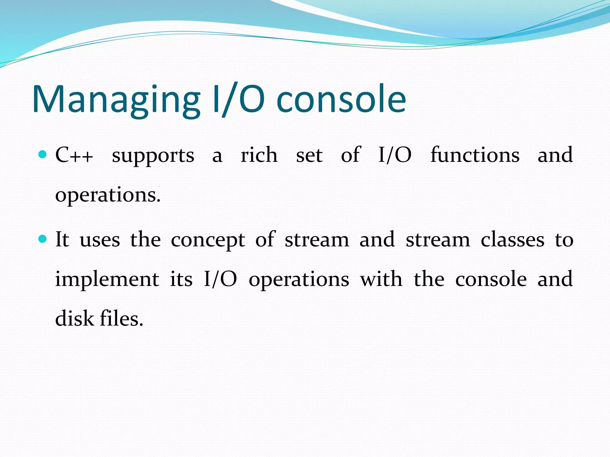 Managing I/O in c++ | PDF