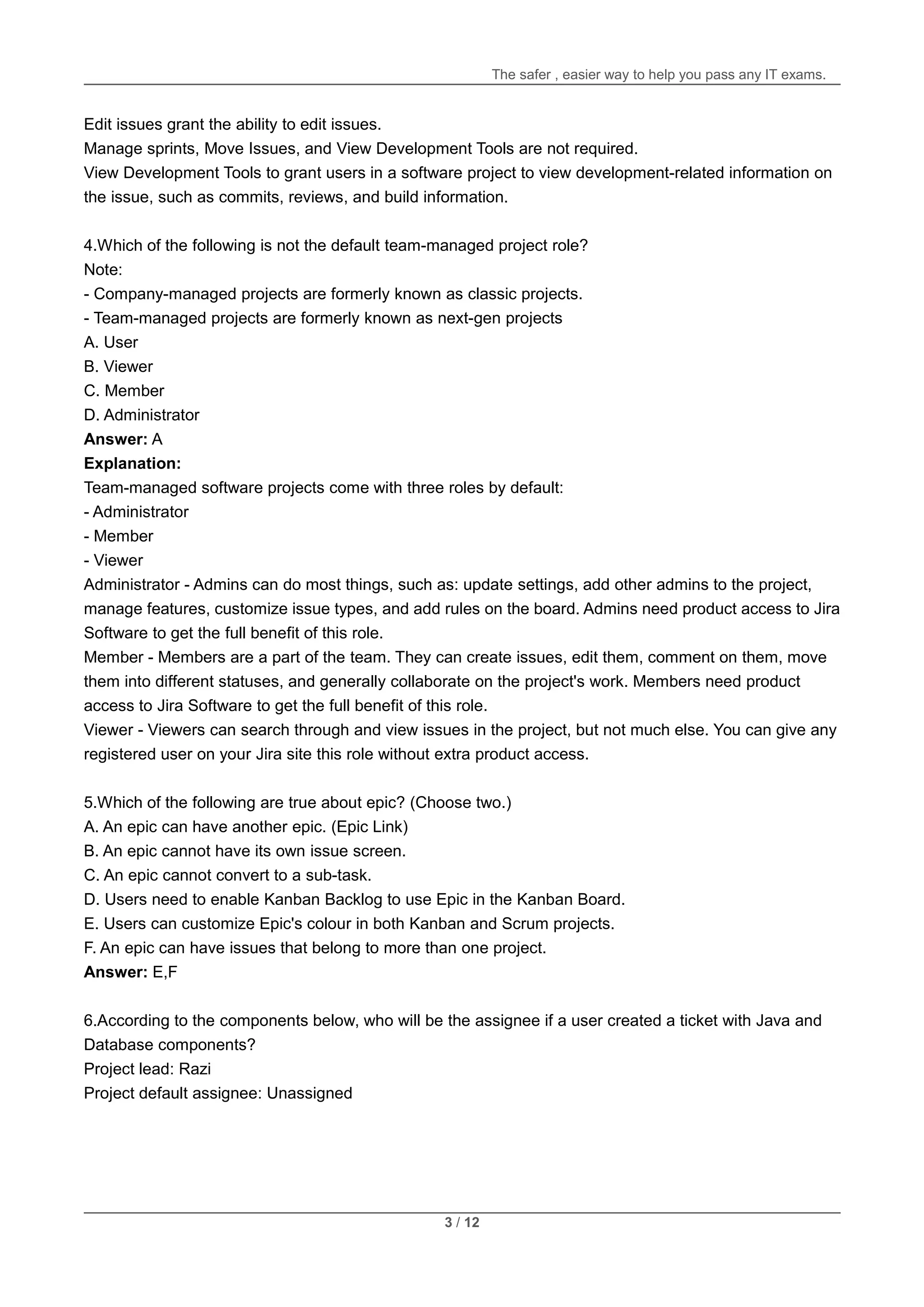 Managing Jira Cloud Projects ACP-620 Exam Questions | PDF | Computing | Technology & Computing