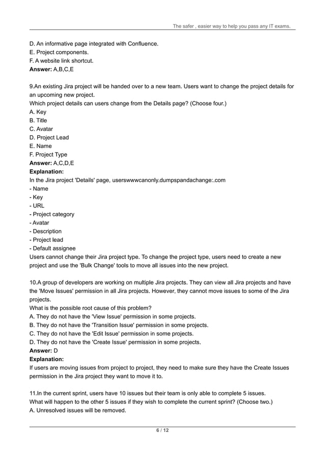 Managing Jira Cloud Projects ACP-620 Exam Questions | PDF | Computing | Technology & Computing