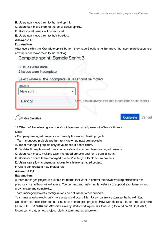 Managing Jira Cloud Projects ACP-620 Exam Questions | PDF | Computing | Technology & Computing