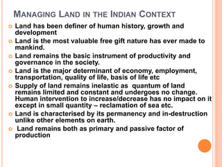 Managing land in the indian context | PPTX