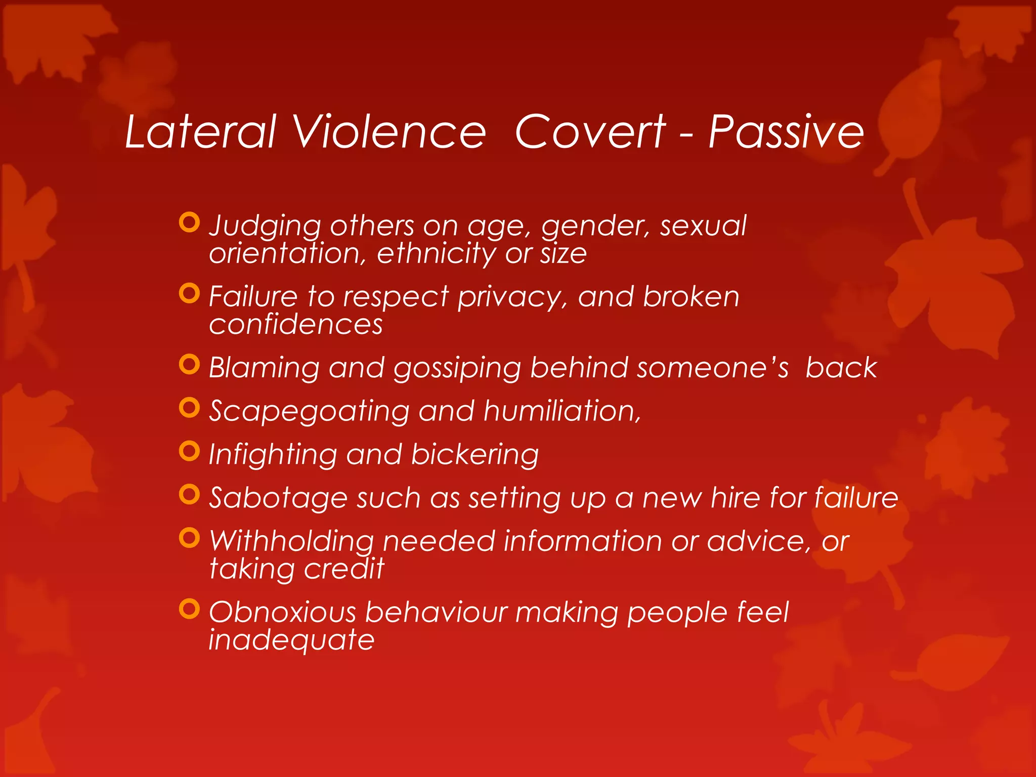 Managing lateral violence and its impact | PPT