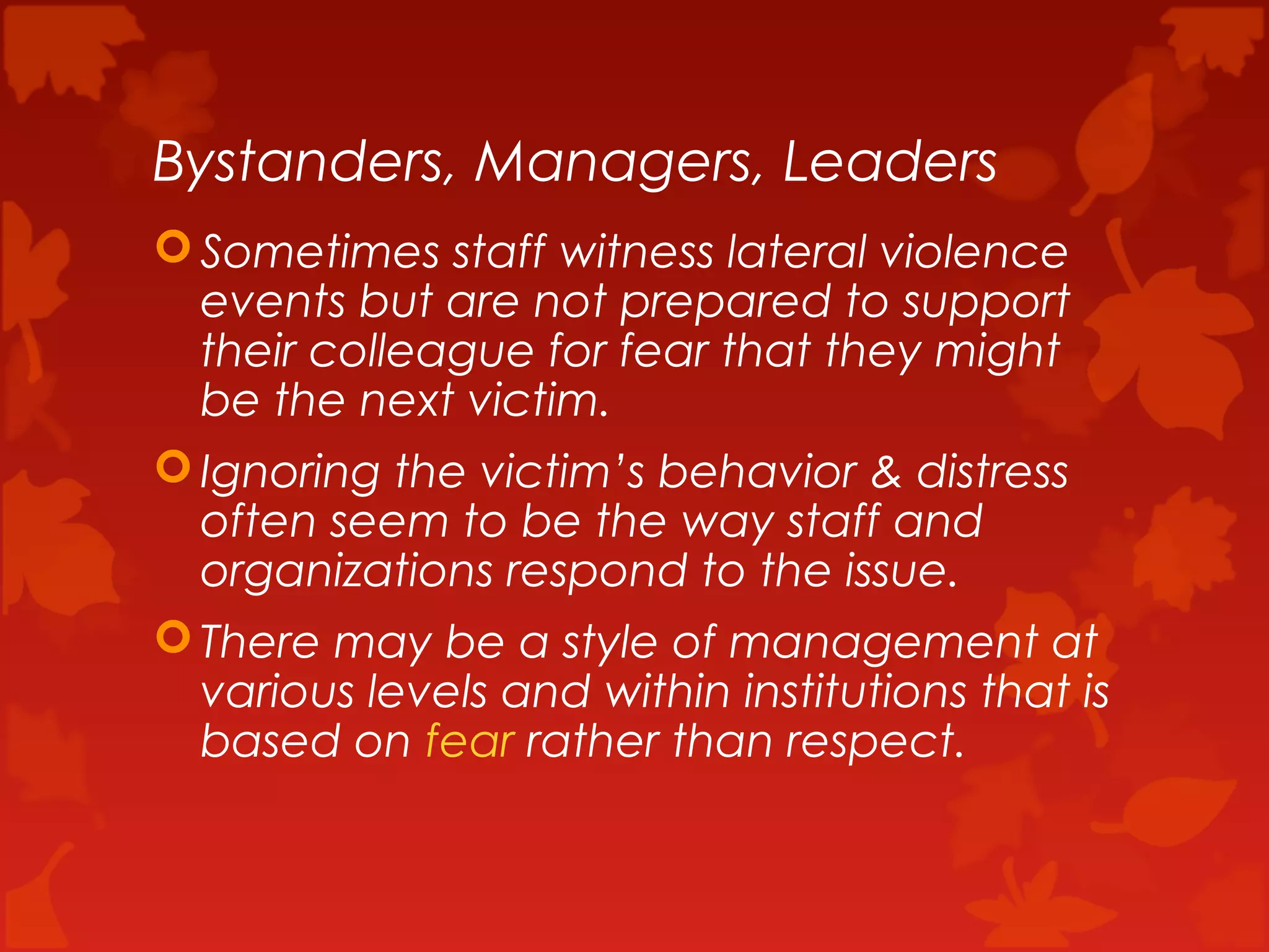 Managing lateral violence and its impact | PPT