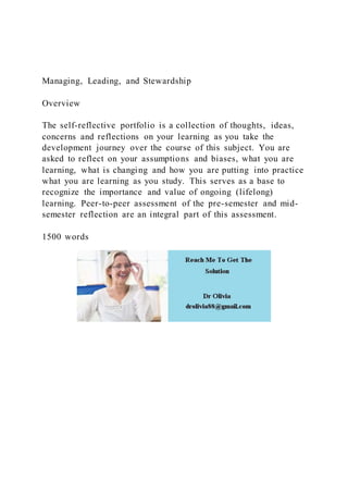 Managing, Leading, and Stewardship OverviewThe self-refl | DOCX