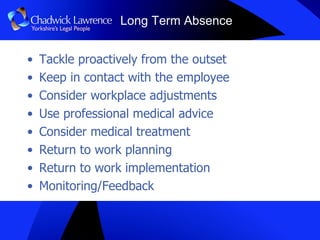 Managing Long Term Absence Handout Slides | PPT
