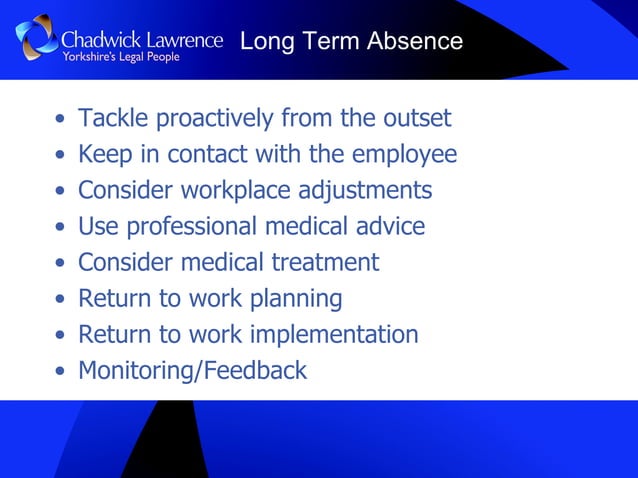 Managing Long Term Absence Handout Slides | PPT
