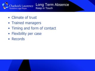 Managing Long Term Absence Handout Slides | PPT