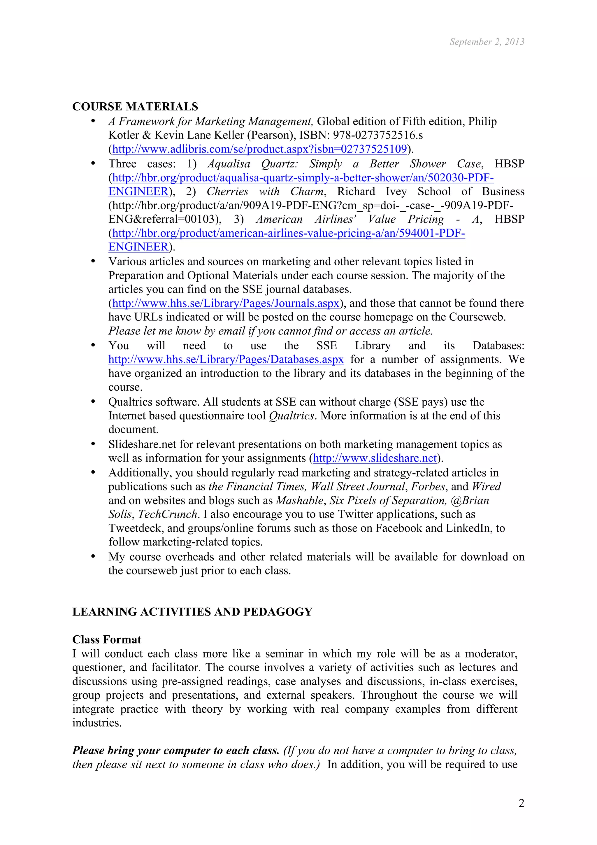 Managing Marketing Processes_Syllabus | PDF