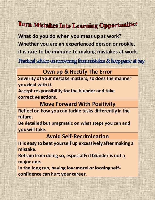 Turn Mistakes Into learning Opportunities | DOCX