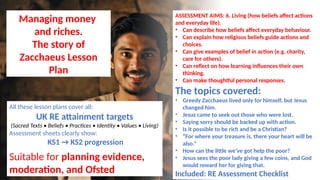 Managing money and riches -Zacchaeus Primary School RE Lesson Plan ...