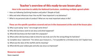 Managing money and riches -Zacchaeus Primary School RE Lesson Plan ...