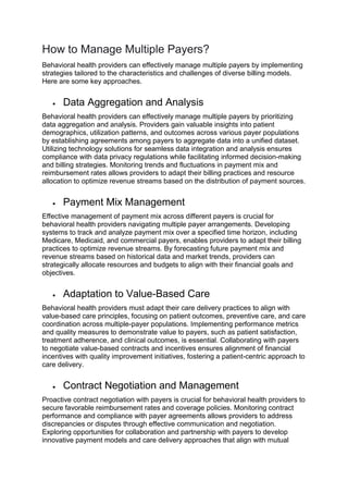 Managing Multiple Payers - A Guide To Diverse Billing Models In ...