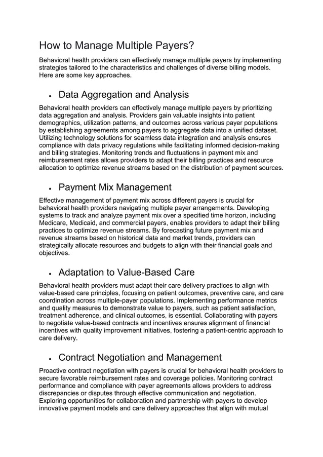 Managing Multiple Payers - A Guide To Diverse Billing Models In ...