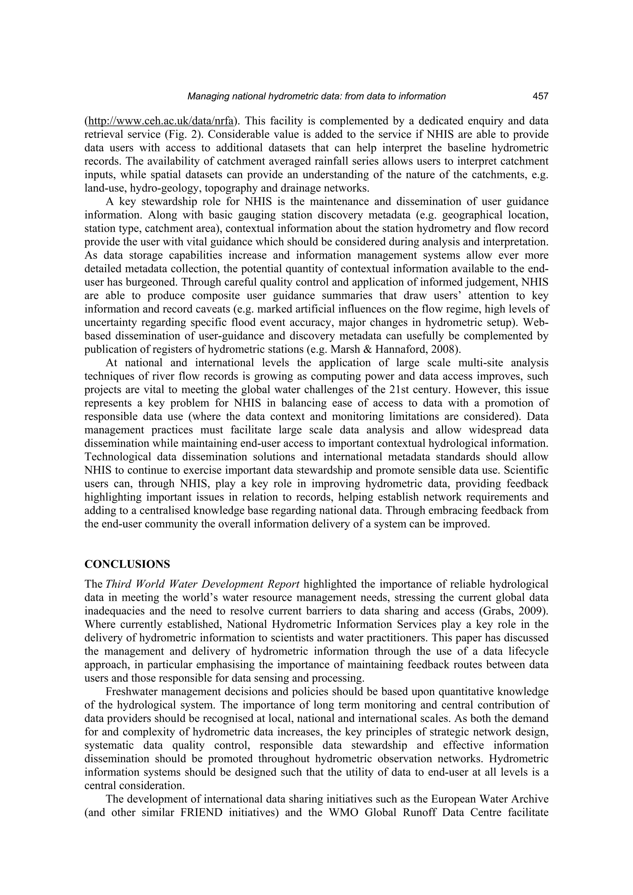 Managing national hydrometric data from data to information | PDF