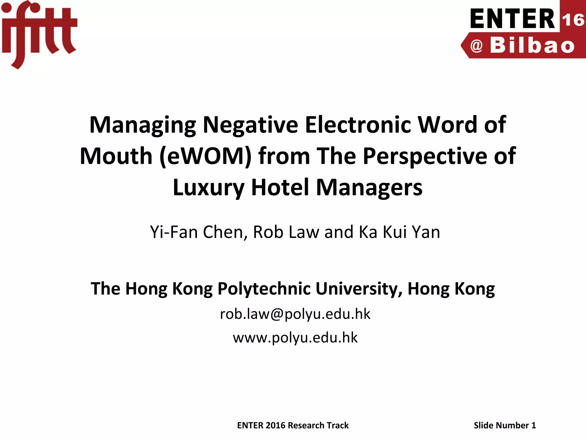 Managing negative electronic word of mouth (eWOM) from the perspective ...