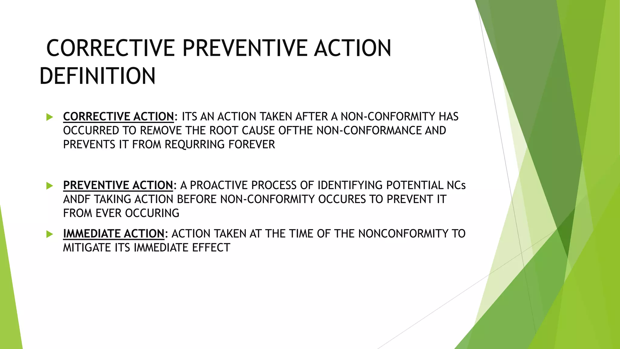 Managing non conformities through , how to reduce element that lowers ...