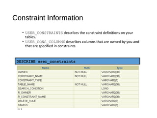 Managing objects with data dictionary views | PPT