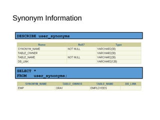 Managing objects with data dictionary views | PPT