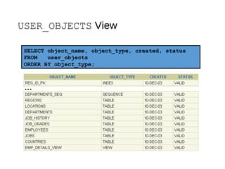 Managing objects with data dictionary views | PPT