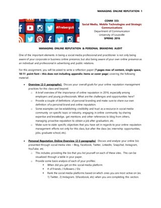 Managing Online Reputation & Personal Branding Audit | DOCX