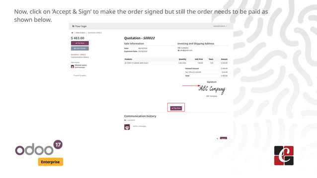 Managing Online Signature and Payment with Odoo 17 | PPTX