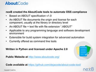 Open source software governance with DejaCode | PPT