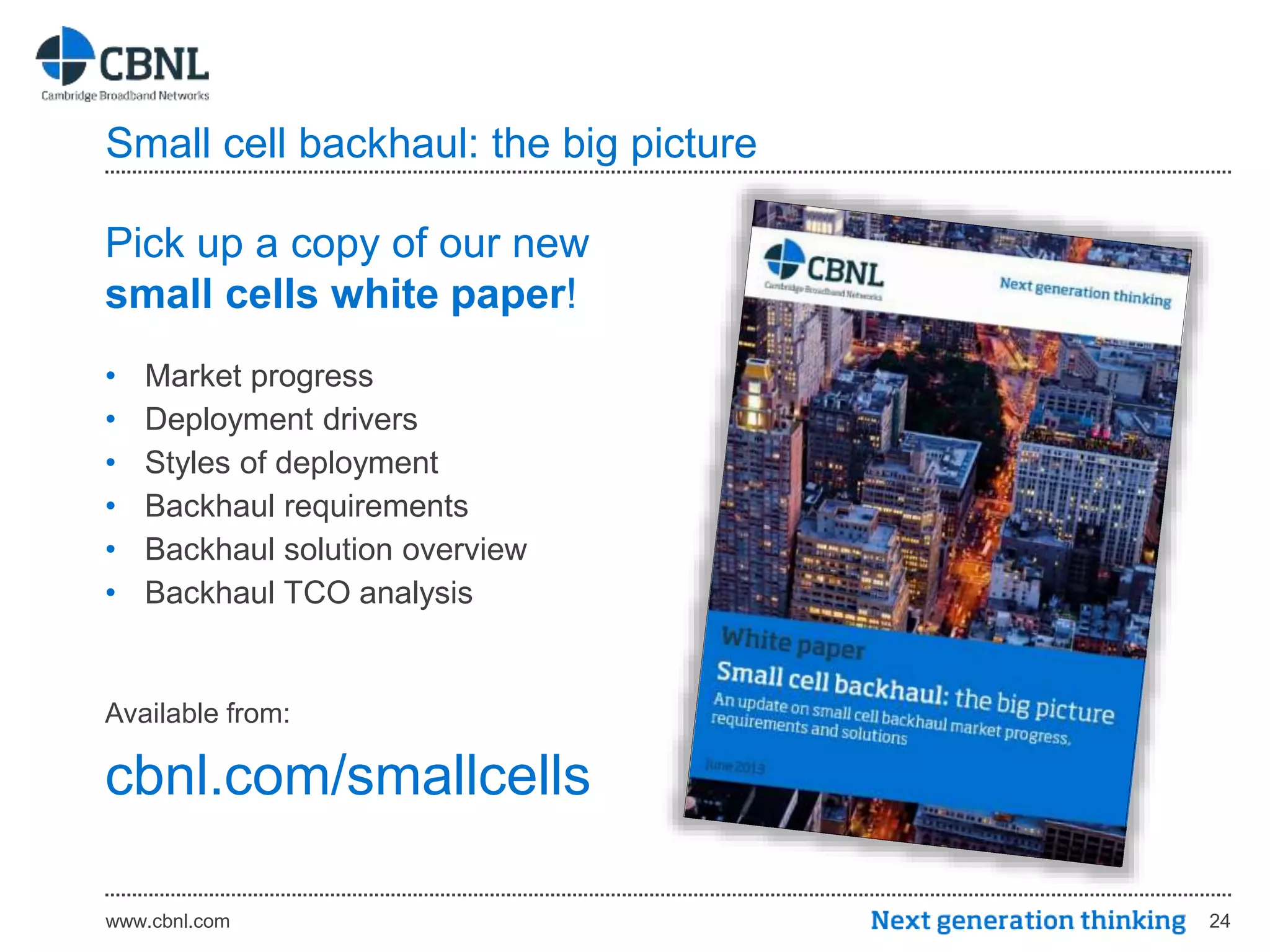 Managing OPEX and CAPEX in small cell backhaul | PPTX