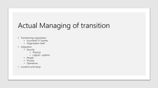Managing outsource IT contracts - Transition management | PPT