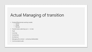 Managing outsource IT contracts - Transition management | PPT
