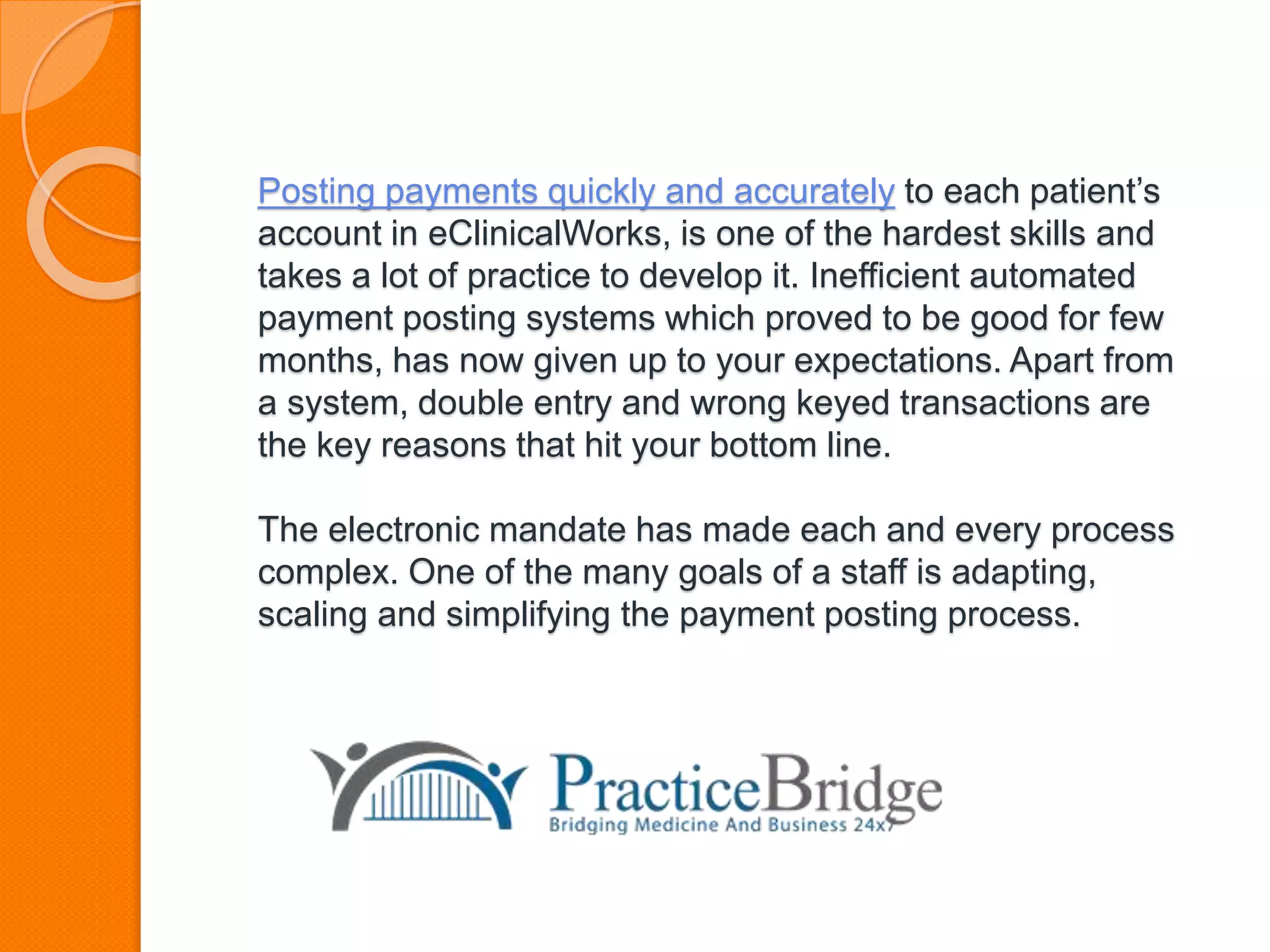 Managing payment posting in eclinicalworks | PPTX