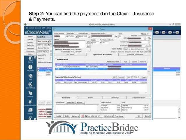 Managing payment posting in eclinicalworks