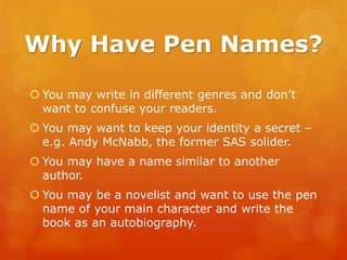 Managing Pen Names For Authors | PPT
