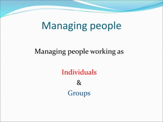 Managing People & Teams Effectively | PPT