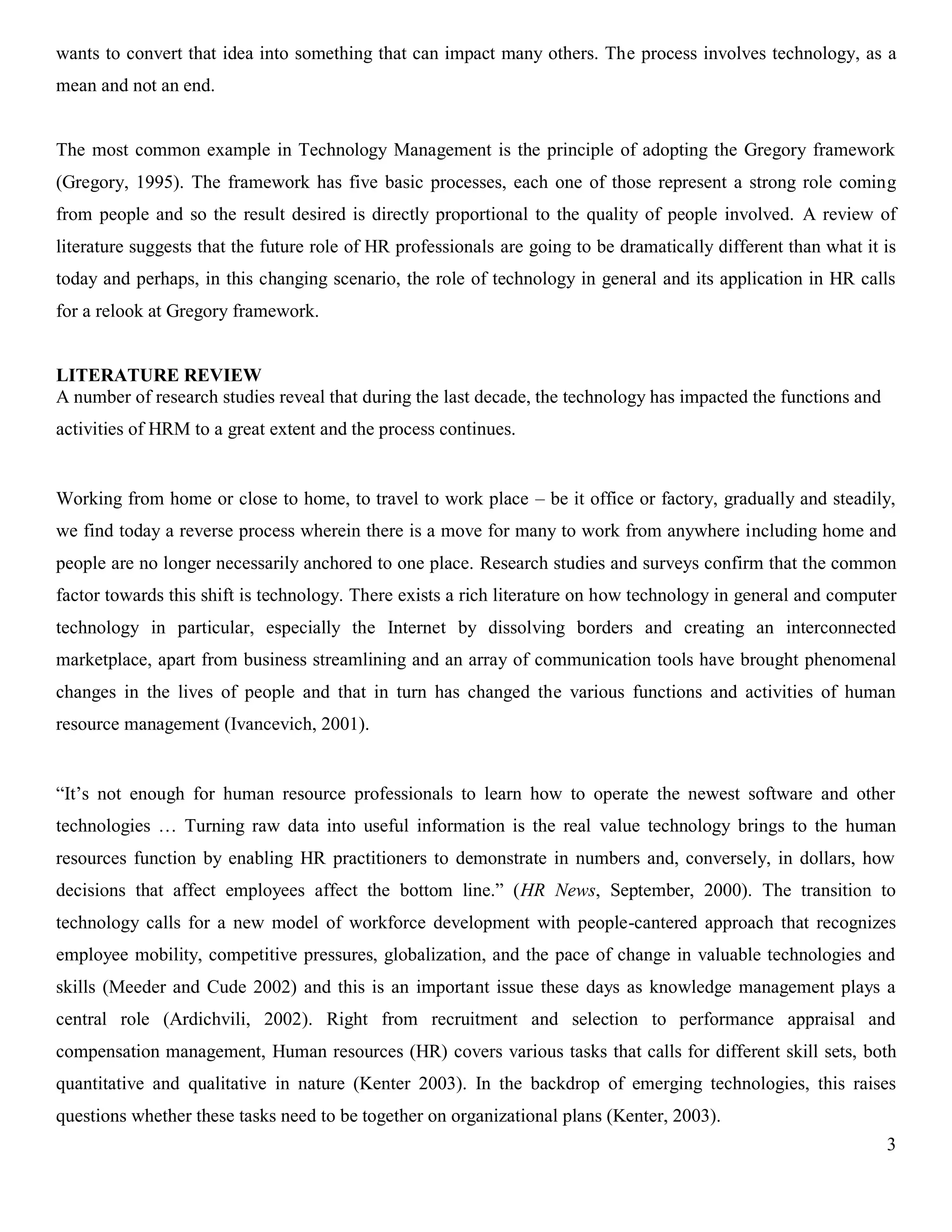 MANAGING TECHNOLOGY AND PEOPLE: THE GREGORY FRAMEWORK APPROACH | PDF