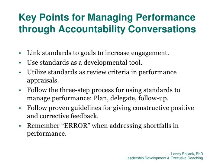 Managing Performance Through Accountability Conversations