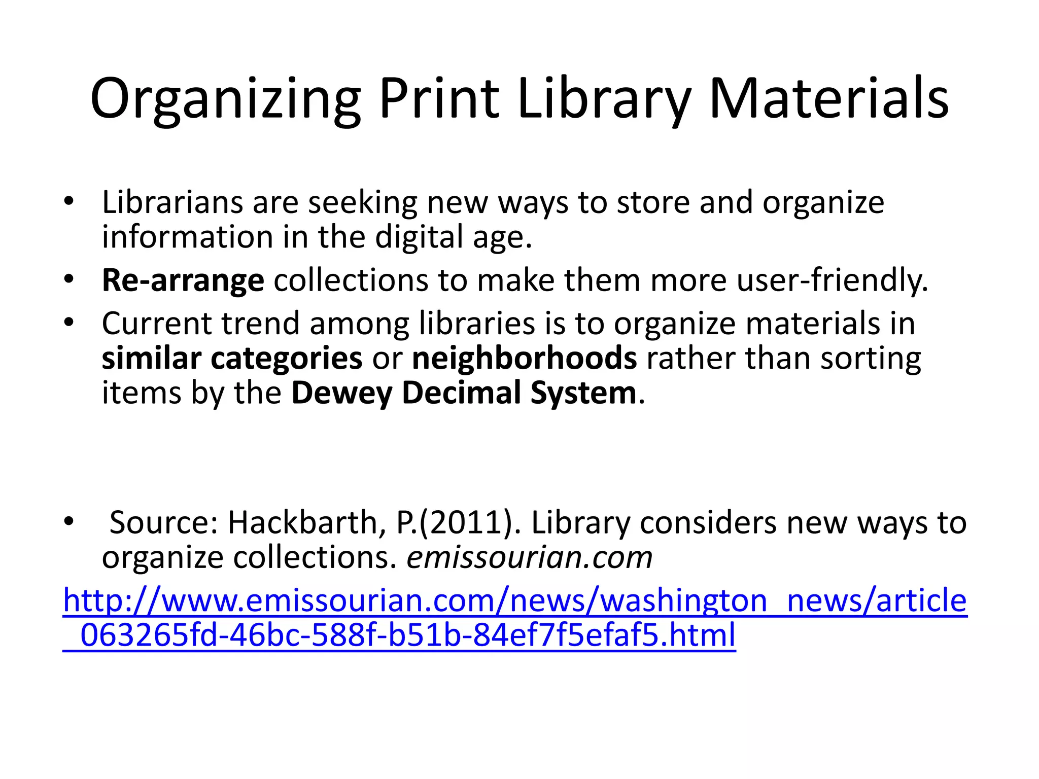 Managing physical library collections in a digital world | PPTX