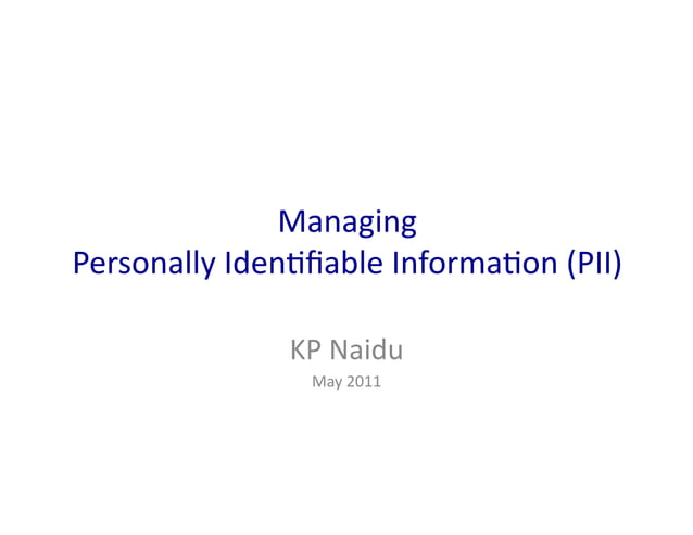 Managing Personally Identifiable Information (PII) | PDF