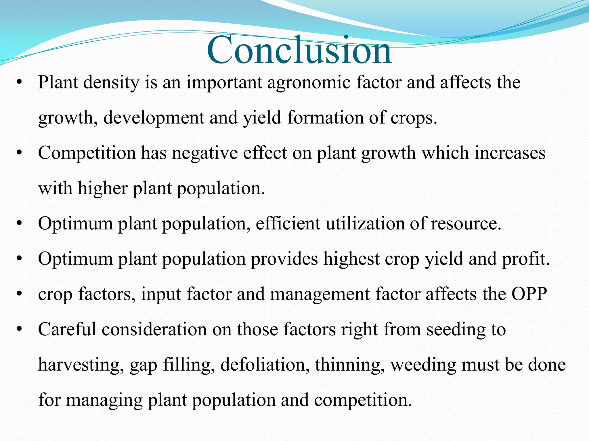 Managing plant population and competition in Field Crops | PDF