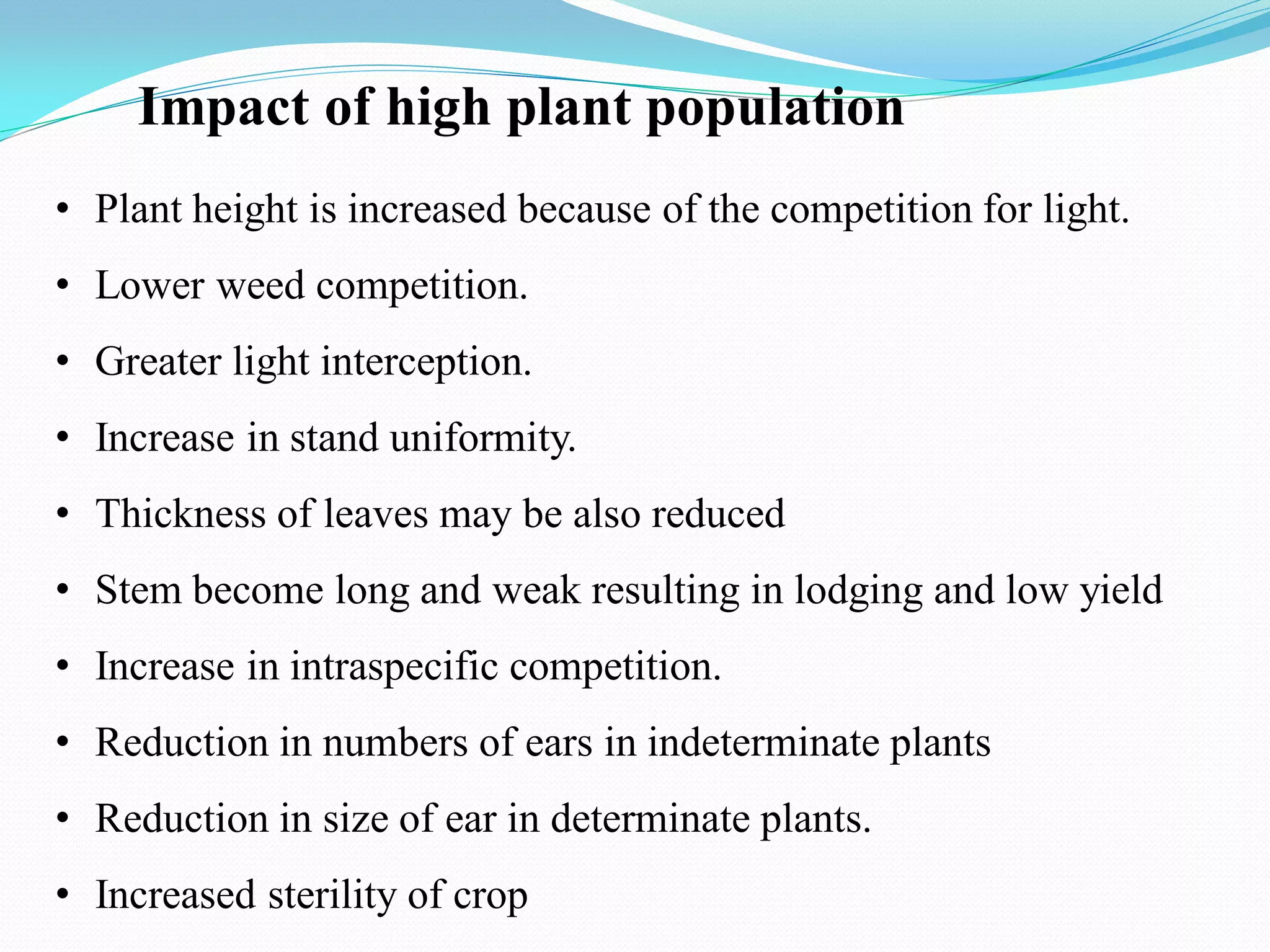 Managing plant population and competition in Field Crops | PDF