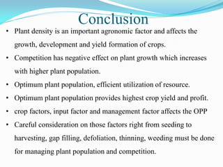 Managing plant population and competition in Field Crops | PDF