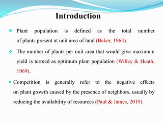 Managing plant population and competition in Field Crops | PDF