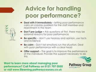 Managing staff poor performance handling staff capability issues | PPTX
