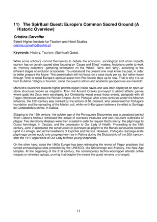 Managing Religious Tourism Abstracts | PDF