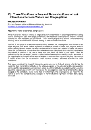 Managing Religious Tourism Abstracts | PDF