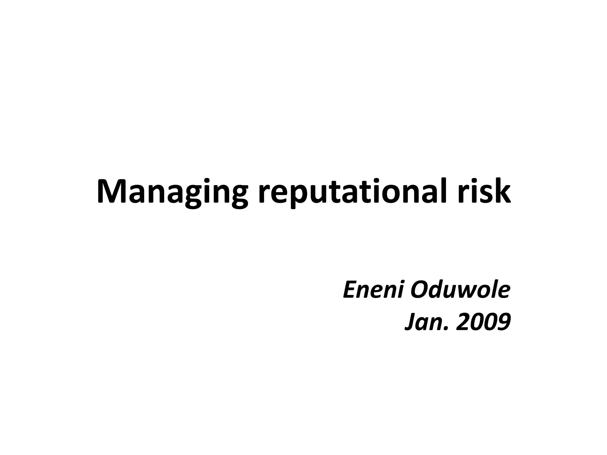 Managing Reputational Risk | PPTX
