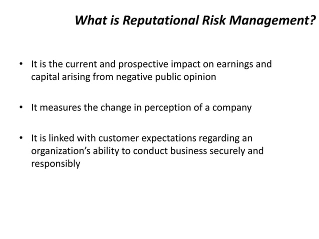 Managing Reputational Risk | PPTX | Business Accounting & Finance ...